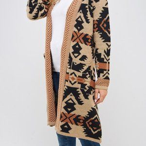 ON BLUE | Sweaters | New On Blue Sweater Cardigan Wrap Belted Aztec ...
